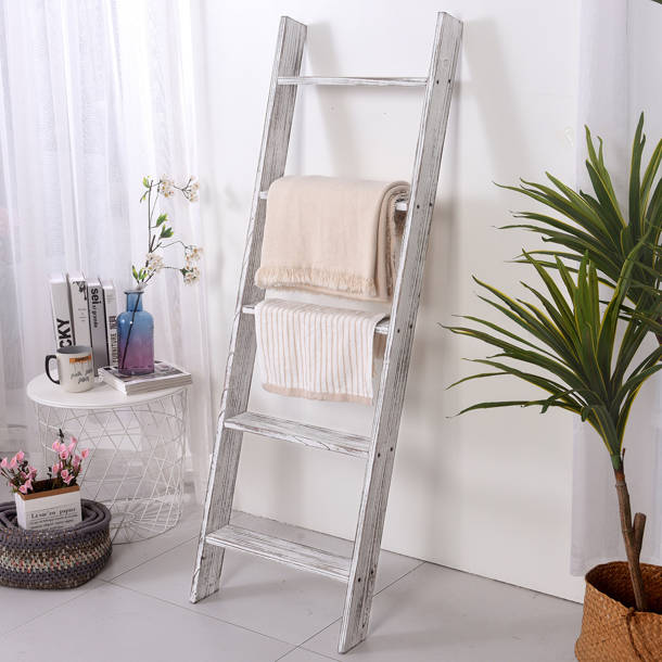 Gracie Oaks 77.24'' Tall Solid Wood Blanket Ladder & Reviews | Wayfair