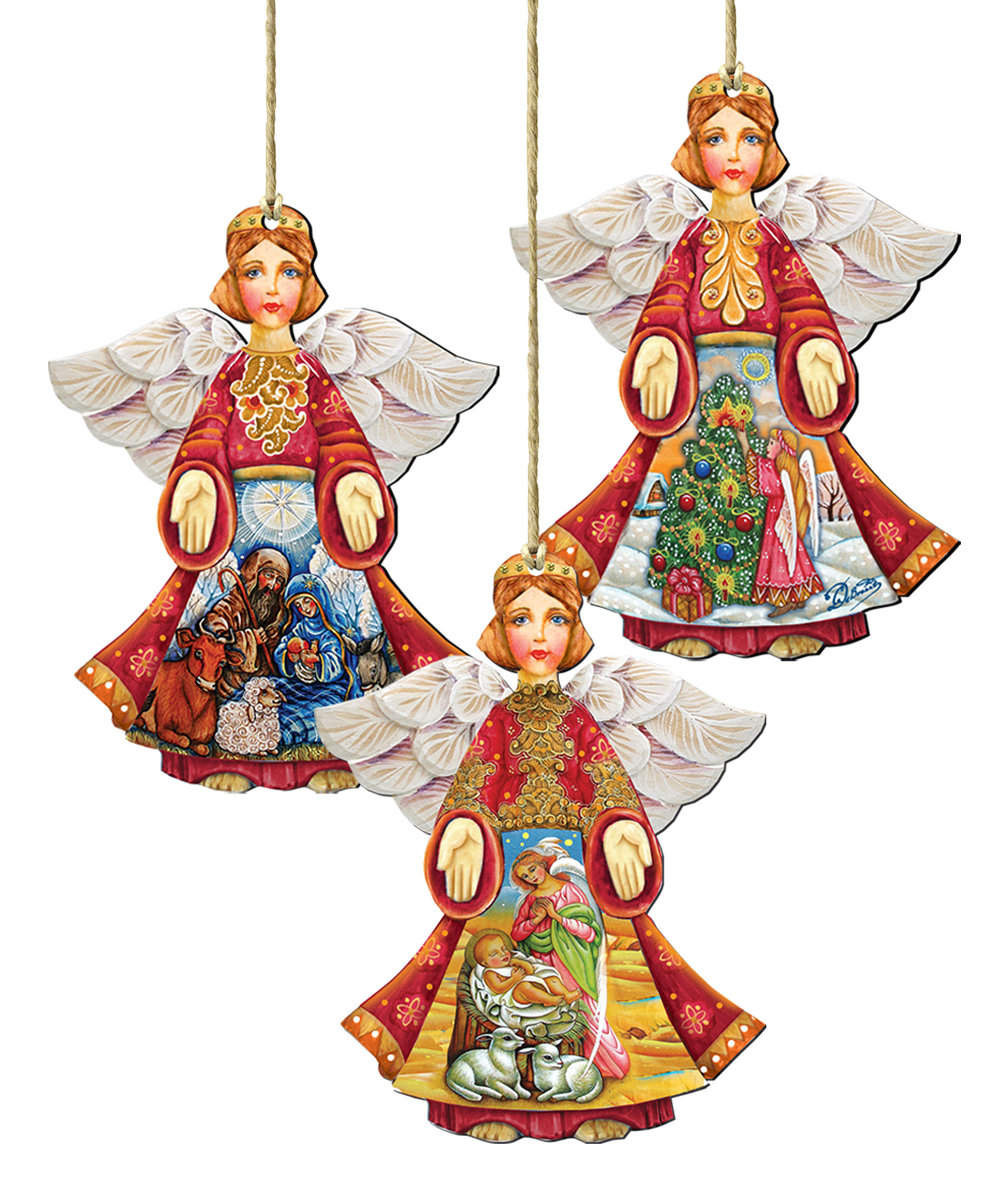 The Holiday Aisle® 3 Piece Guardian Angel Holiday Shaped Ornament Set ...