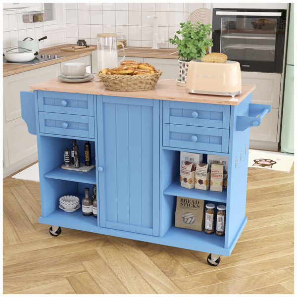 Red Barrel Studio® ModernKitchen Cart With Storage And 5 Wheels ...