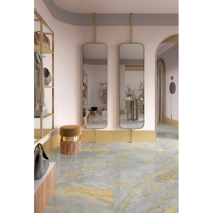 Mirrella Grigio Etrusco 24" x 48" Porcelain Marble Look Wall & Floor ...