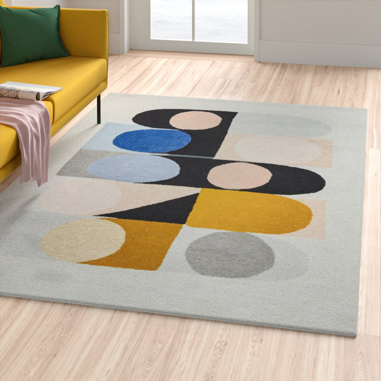 Wade Logan Shahig Hand Tufted Wool Grey/Black/Yellow Rug & Reviews ...