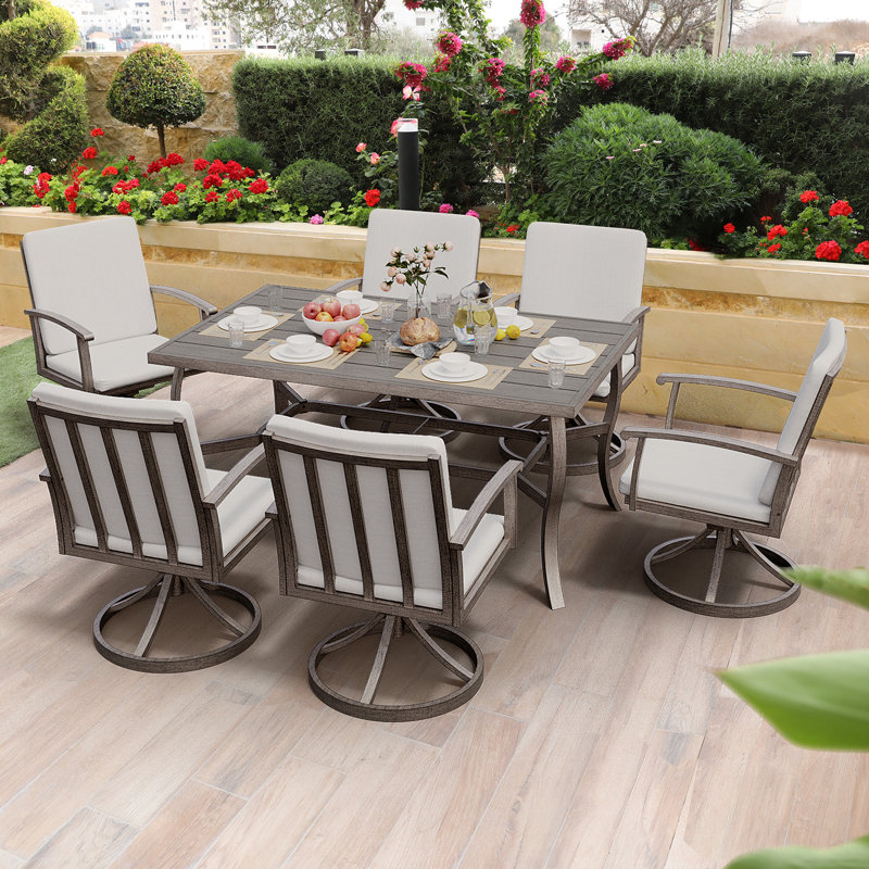 Red Barrel Studio® Kannyn Rectangular 6 - Person Outdoor Dining Set ...