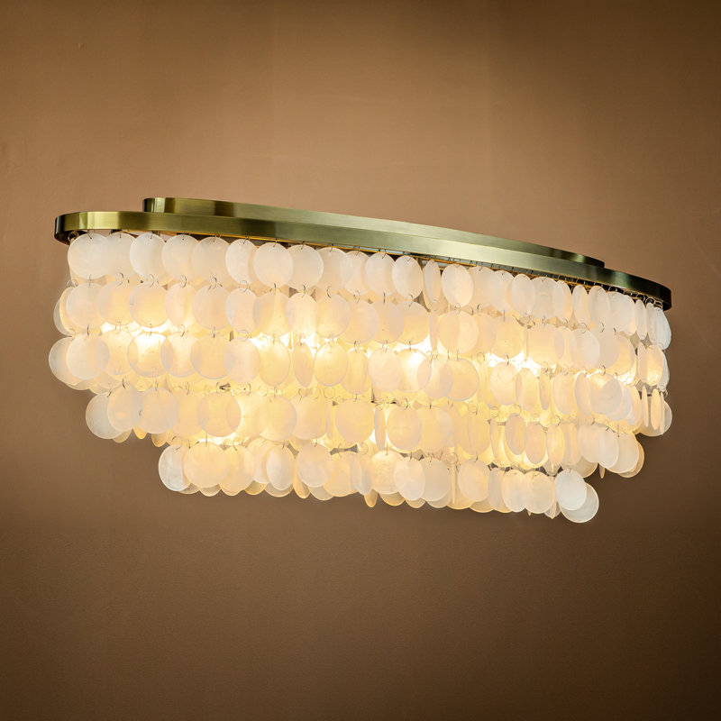 Rosdorf Park 11-Light Unique/Statement Coastal Natural Capiz Shell Oval ...