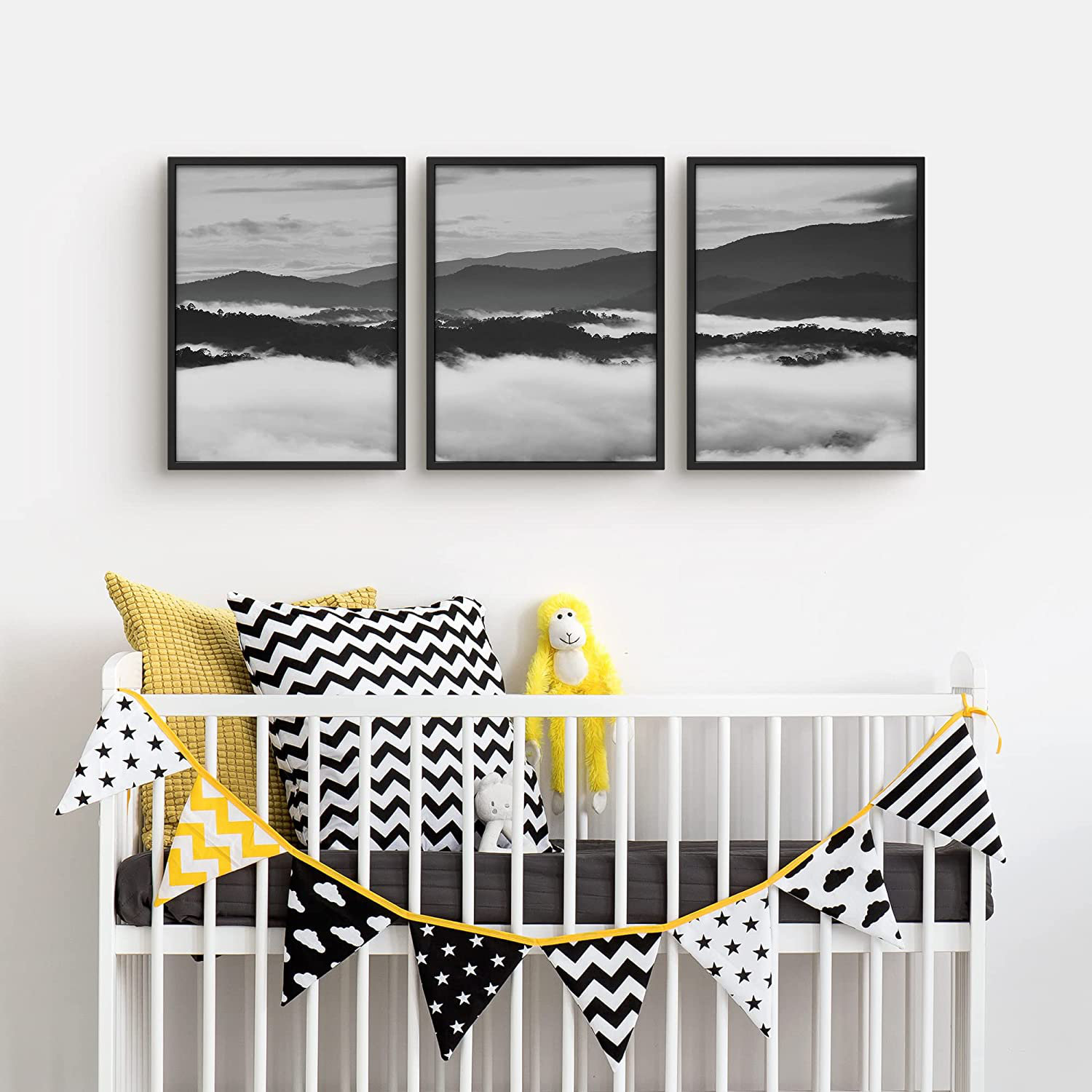 SIGNLEADER Fog Mountain Nature Wilderness - 3 Piece Picture Frame | Wayfair