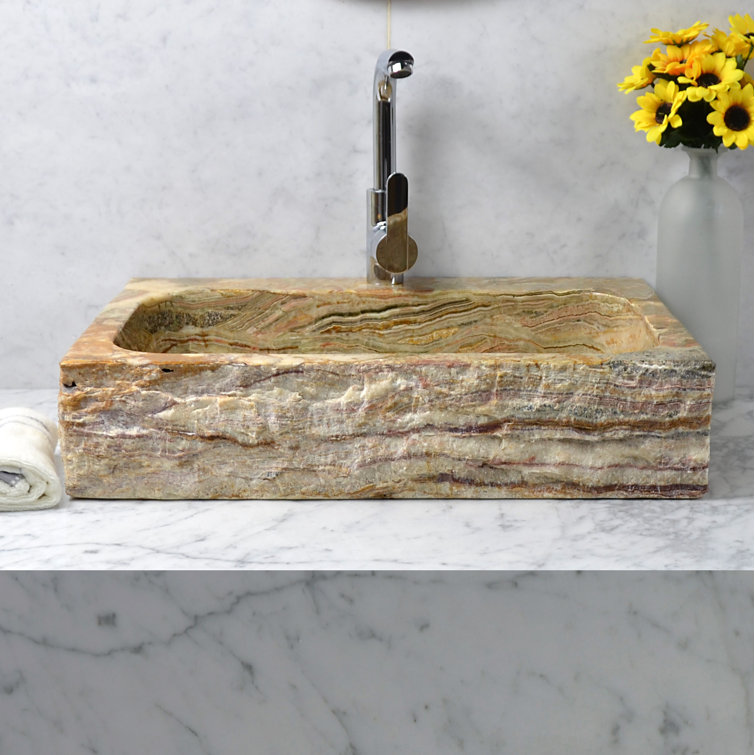 AA Warehousing Oliver Stone Rectangular Vessel Bathroom Sink & Reviews ...