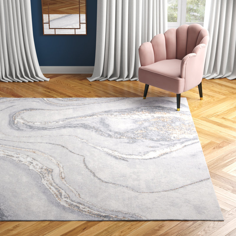 Etta Avenue™ Teen Katelin Performance Gray/Gold/White Rug & Reviews ...