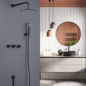 Selected Black Shower System Complete Shower System with Rough-in Valve ...