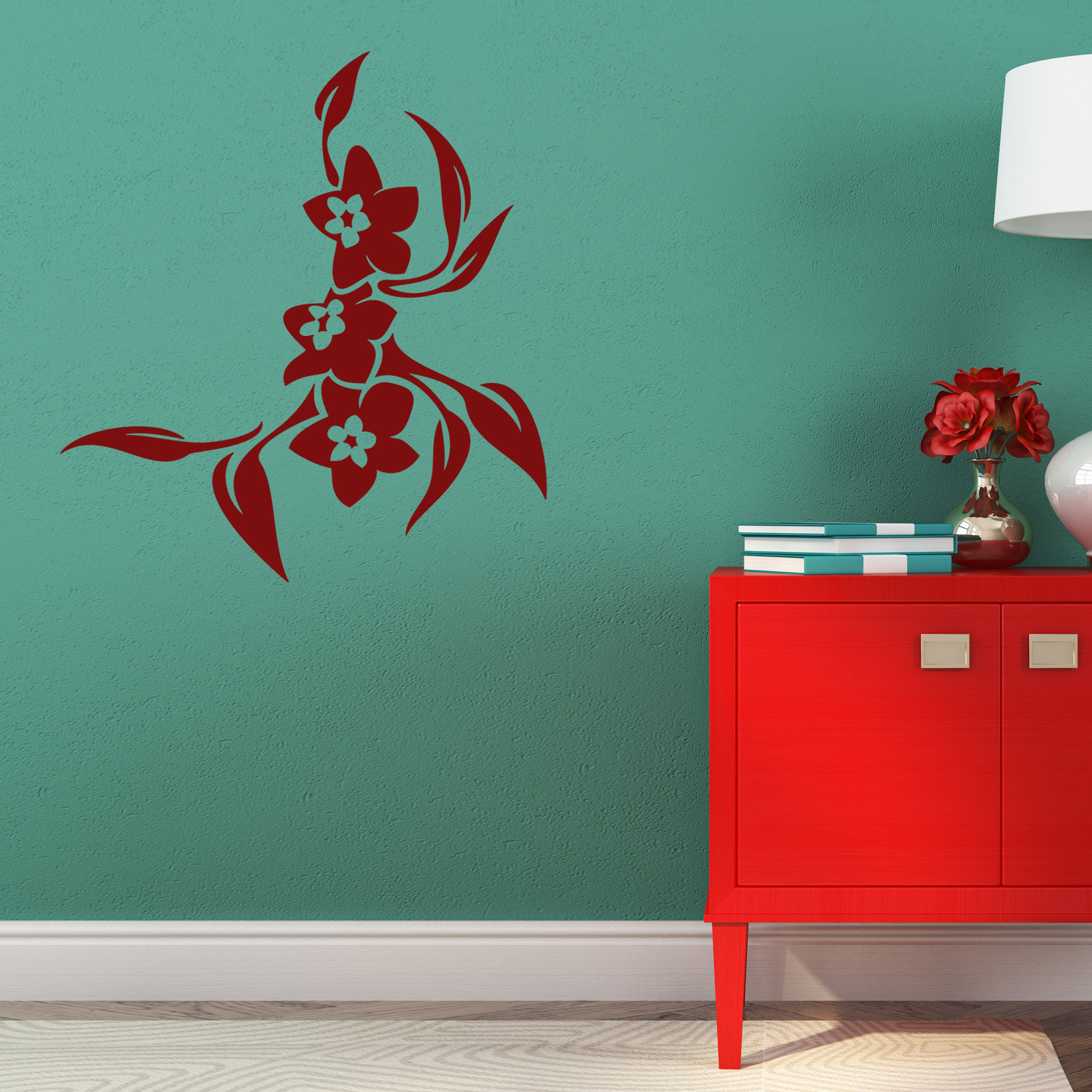 Ebern Designs Galusha Flourish Flowers Wall Decal | Wayfair