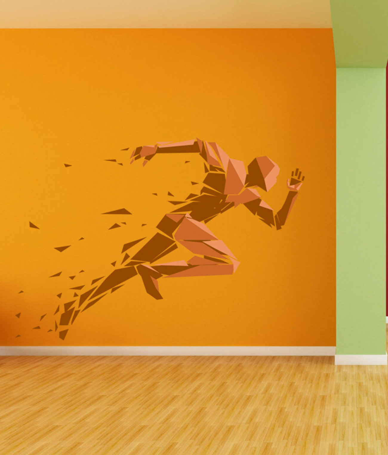 Ivy Bronx Polygonal Running Man Wall Decal | Wayfair