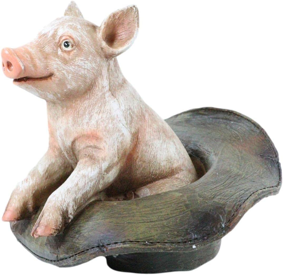 August Grove® Western Adorable Babe Pink Pig In Cowboy Hat Figurine 5. ...
