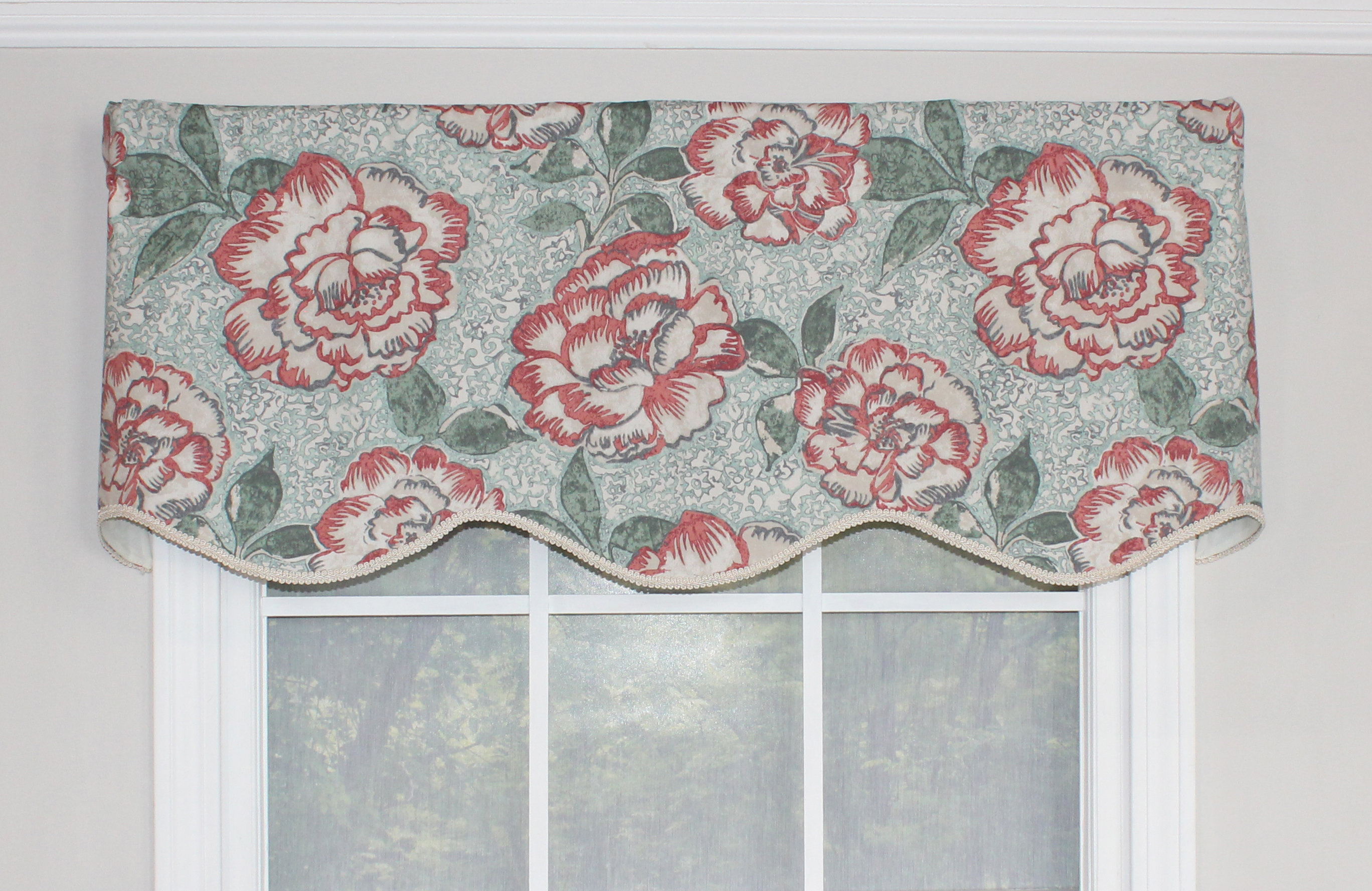 RLF Home Floral Cotton Scalloped 51'' Window Valance | Wayfair