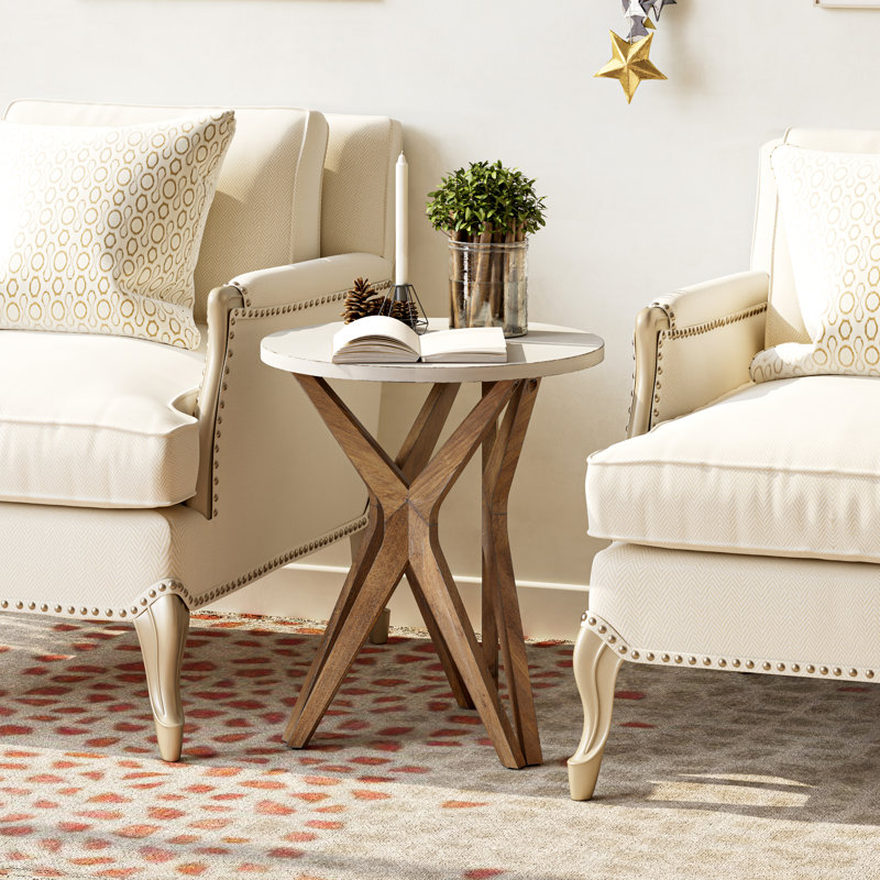 Millwood Pines Sevenoaks Farmhouse Crossed Legs Round End Table | Wayfair