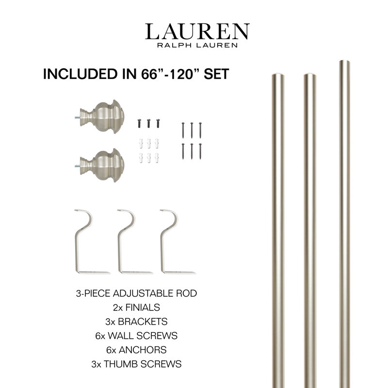 Lauren Ralph Lauren Welford 1" Window Curtain Rod and Finial Set ...