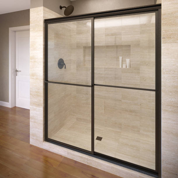 Basco Deluxe 42'' W x 71.5'' H Bypass Frameless Shower Door with ...