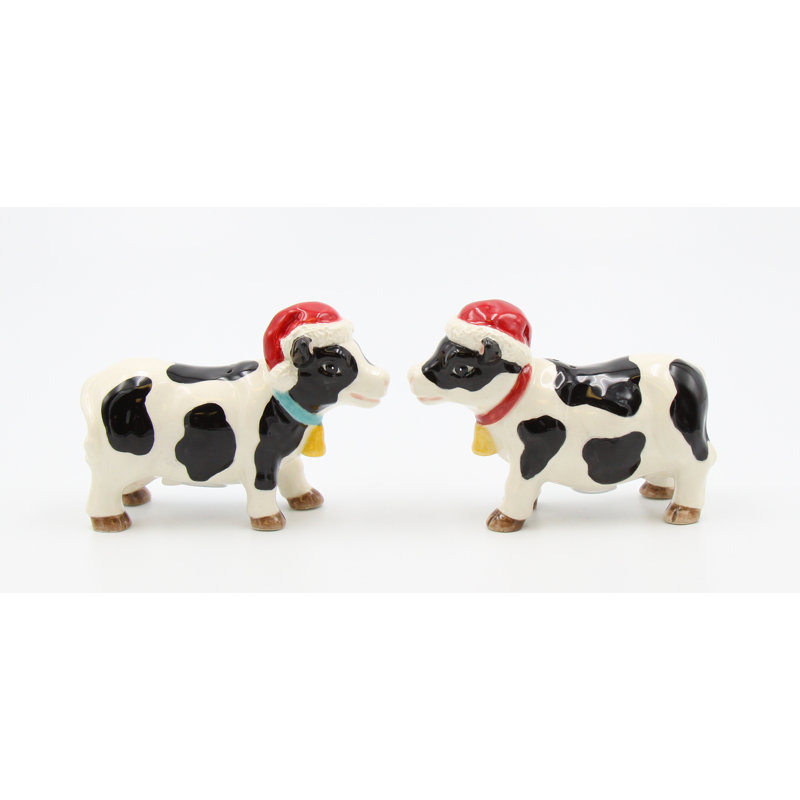 CosmosGifts Cosmos Gifts Cow's Wearing Christmas Hat Salt & Pepper ...