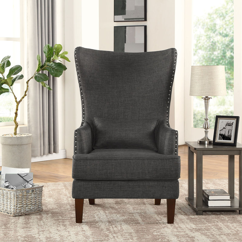 Winston Porter Iqubal Kori Wingback Accent Chair With Nailhead Trim ...