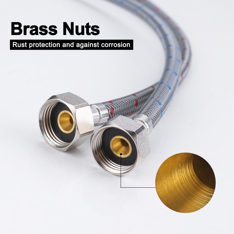 WOWOW Faucet Supply Lines, Bathroom Kitchen Faucet Connector Braided ...
