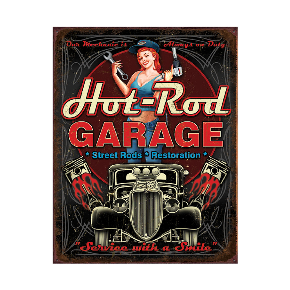 Trinx Hot Rod Garage - Pistons Metal Sign On Metal Advertisements | Wayfair