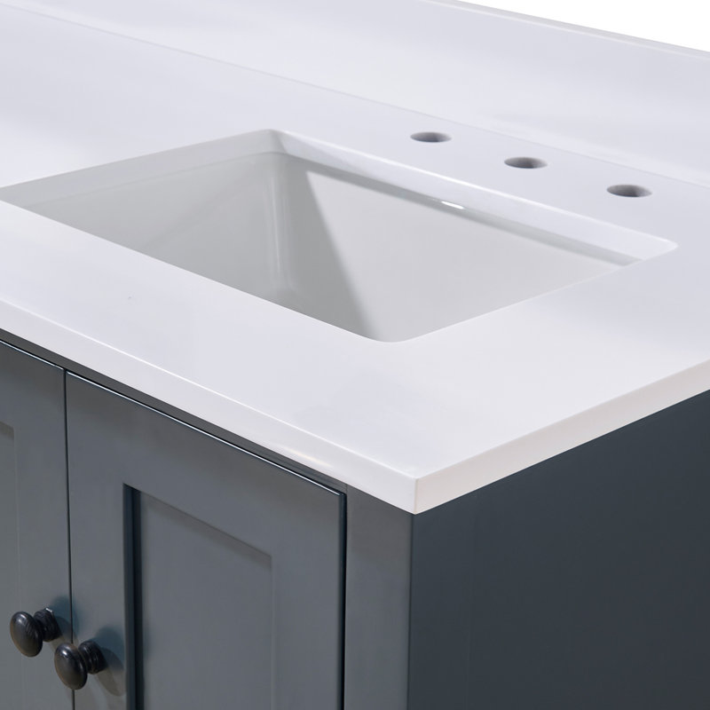 Altair Andalo 61'' Stone Double Bathroom Vanity Top in White with Sink ...