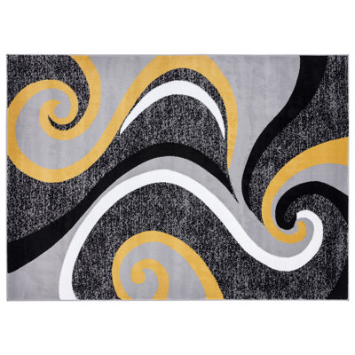 Ebern Designs Laurence Abstract Yellow/Black/Gray Area Rug & Reviews ...
