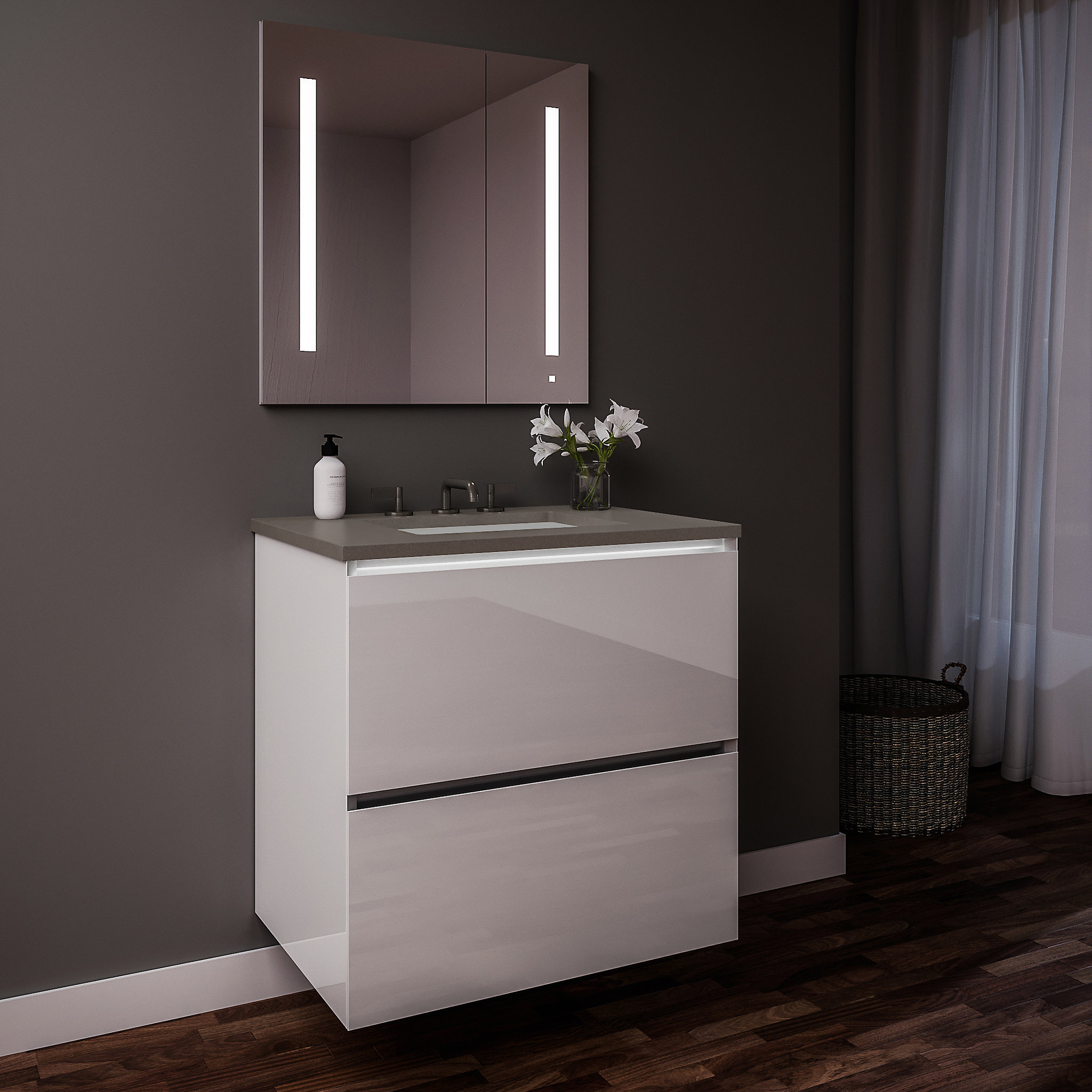 Robern Curated Cartesian 37" Wall-Mounted Single Bathroom Vanity Set ...