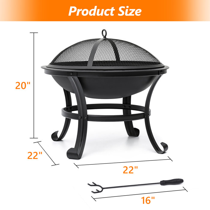 Sol 72 Outdoor™ Martinique 20'' H x 22'' W Steel Outdoor Fire Pit with ...