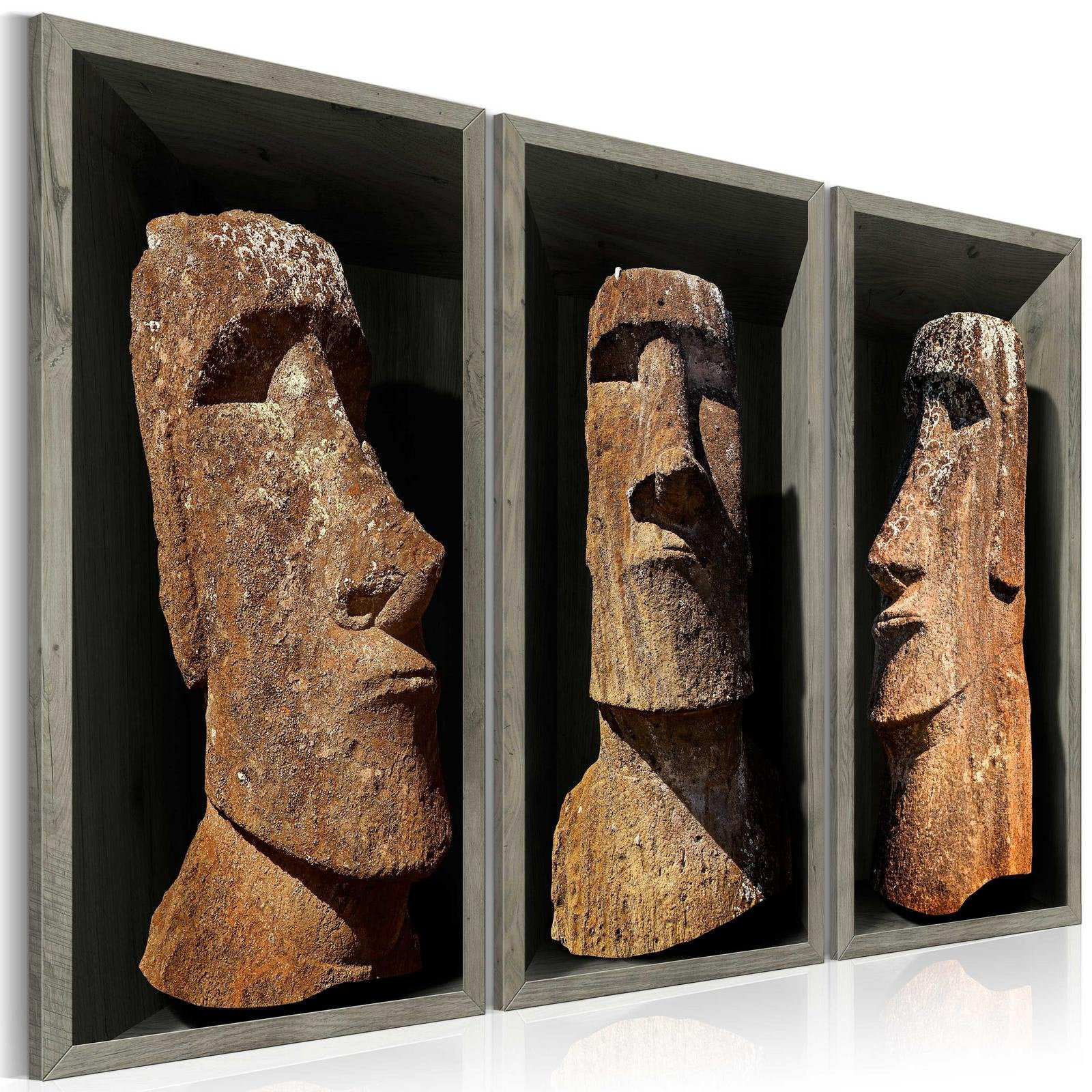 Union Rustic Brucker Moai Easter Island On Canvas 3 Pieces Print | Wayfair