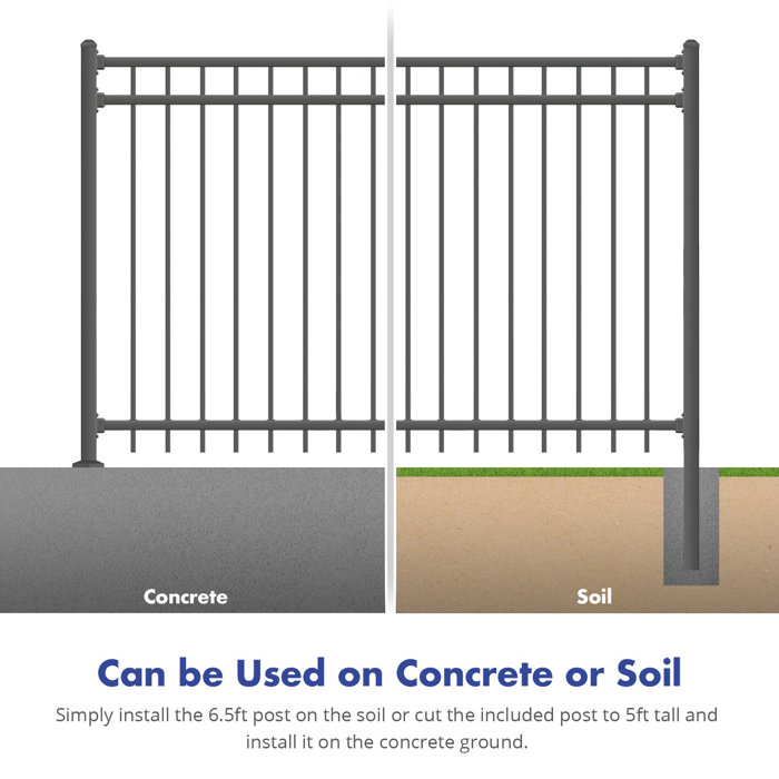 XCEL 5 ft. H x 6.5 ft. W Flat Open Pickets Metal Fence Panel & Reviews ...