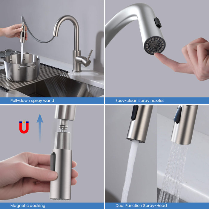 KIBI USA KIBI Pull Down Kitchen Faucet & Reviews | Wayfair