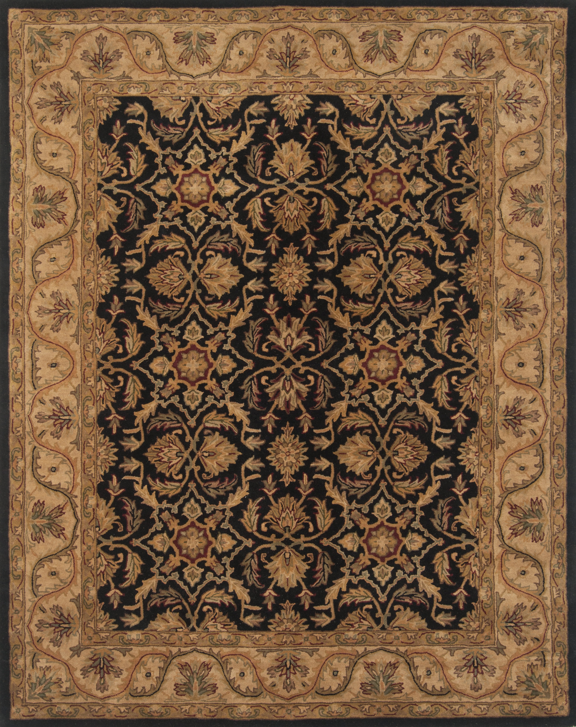 Astoria Grand Talmo Oriental Handmade Tufted Wool Black/Dark Beige Area ...