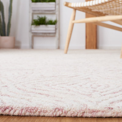Bungalow Rose Pezanetti Handmade Wool Pink/Ivory Rug | Wayfair