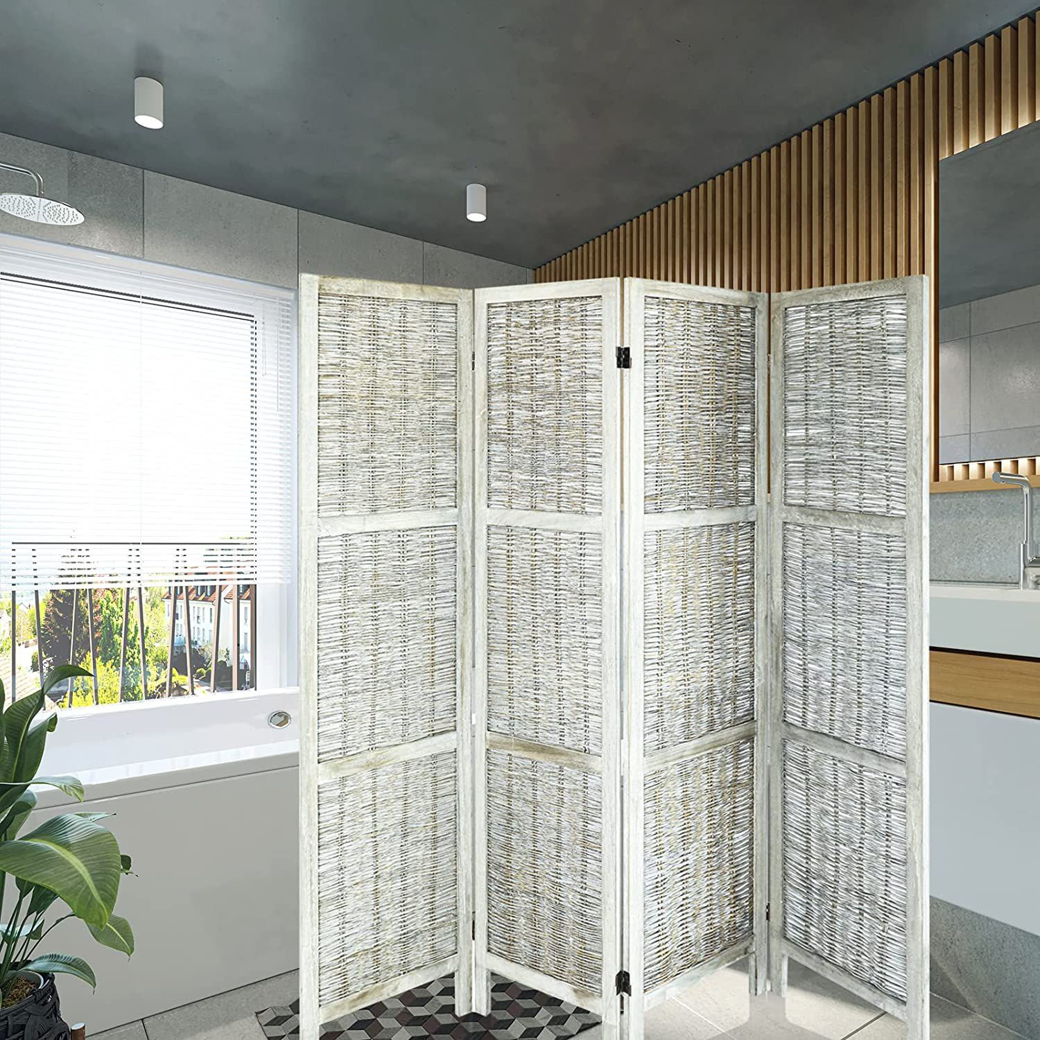 Rosecliff Heights Paravent 4 panneaux, paravent pliant d'intimité ...