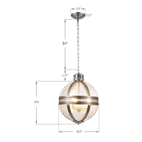 Breakwater Bay Overbey 18 - Inch Three Bulbs Glass Globe Dimmable ...