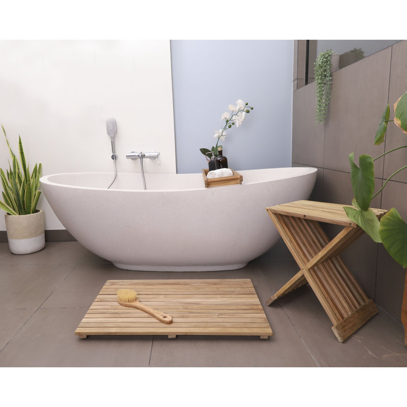 Rebrilliant Angelina Teak & Wood Shower Mat with Non-Slip Backing ...