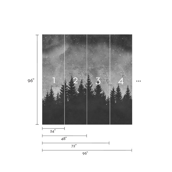 Harriet Bee Costello Forest Trees Night Scene 4-Piece Panel Peel Wall ...