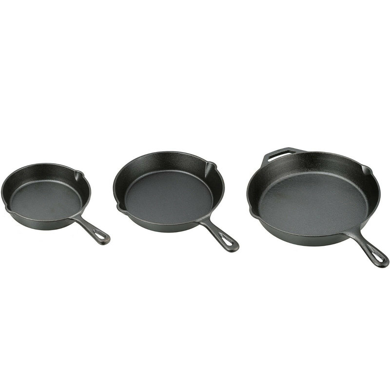 Lexi Home 3 Piece Cast Iron Frying Pan Set & Reviews | Wayfair