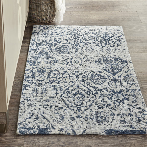 Williston Forge Avoree Machine Woven / Power Loomed Blue/Beige Rug ...