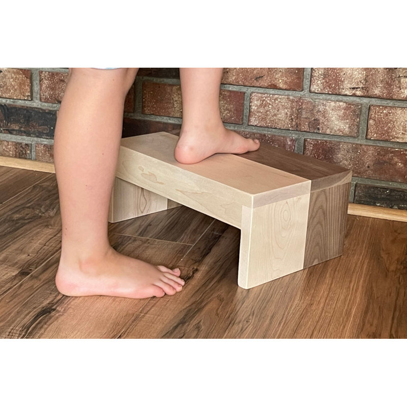 Gracie Oaks Modern Wood Step Stool In Walnut Cherry | Wayfair
