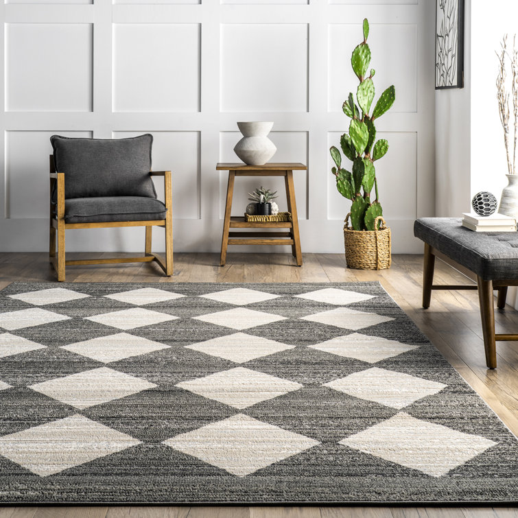Latitude Run® Delucia Geometric Gray/Beige Area Rug | Wayfair