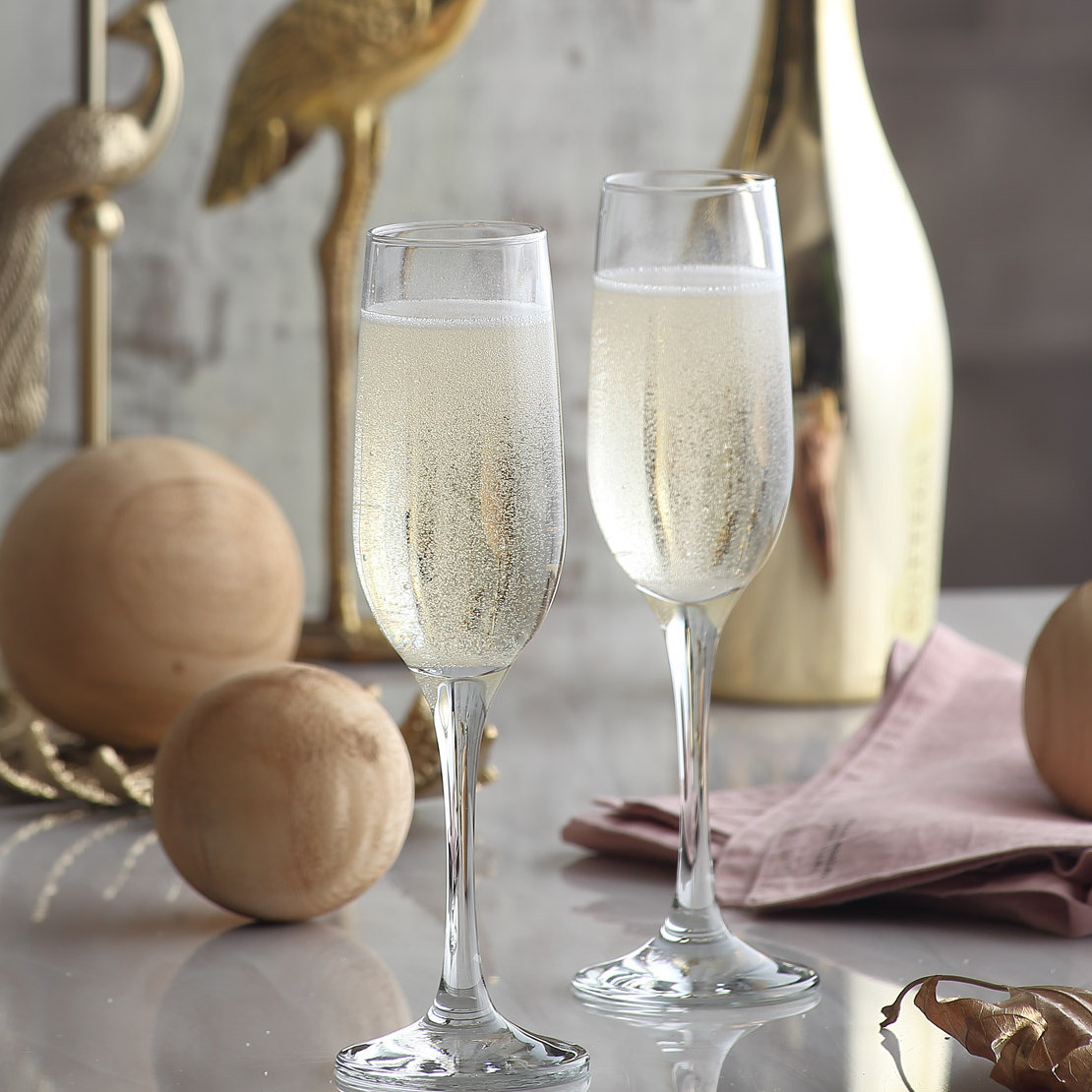 LAV Fame 6 - Piece 7.25oz. Glass Flute Glassware Set & Reviews | Wayfair