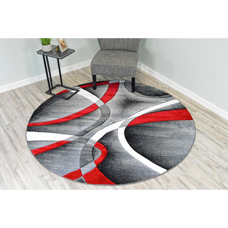 Ivy Bronx Mccampbell Abstract Gray/Red Area Rug & Reviews | Wayfair