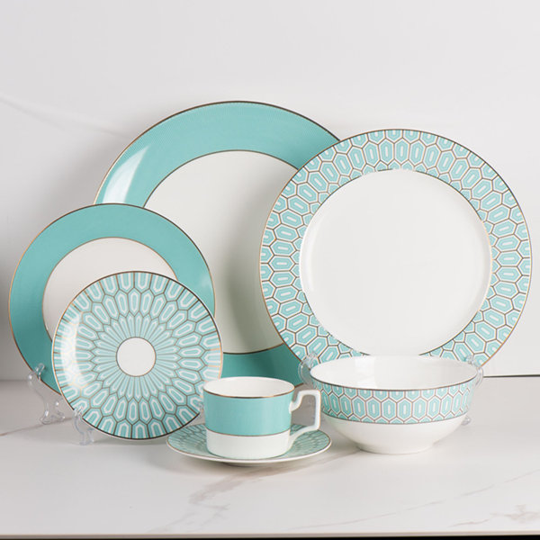 Corrigan Studio® Ozarke's Tiffany Blue Plates Set | Wayfair