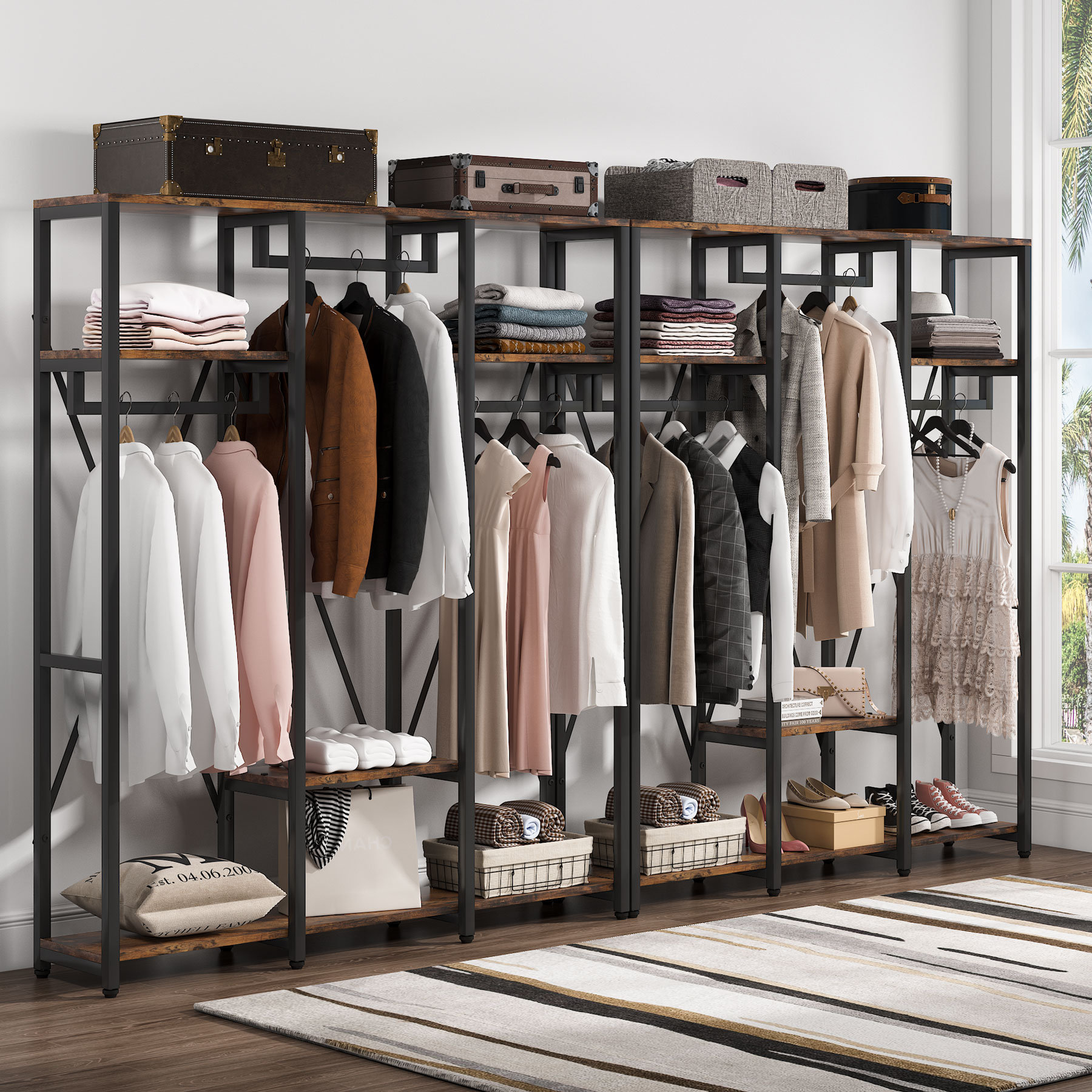 17 Stories Freestanding Closet Organizer Systems With Shelves Open 17 Stories Freestanding Closet Organizer Systems With Shelves Open