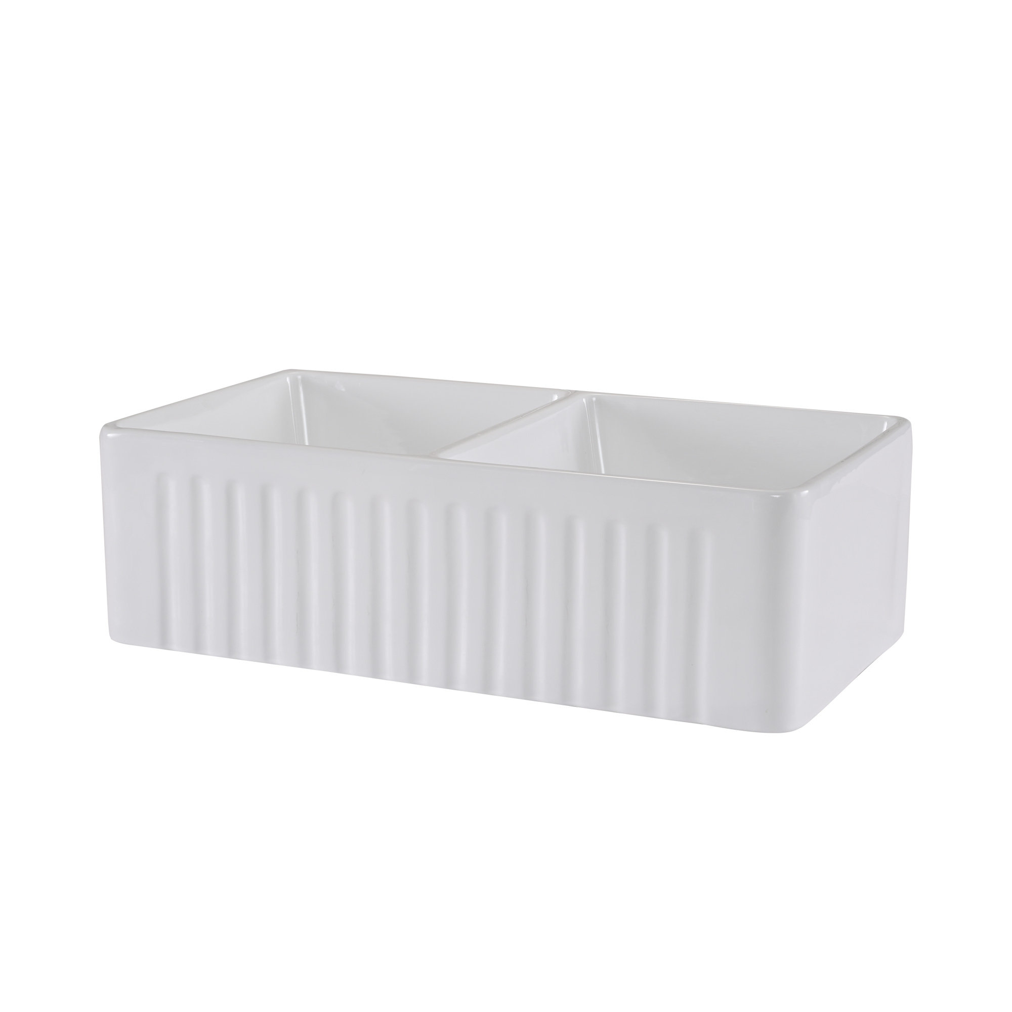 SMARTLET 18'' W Double Bowl Ceramic Farmhouse Kitchen Sink 0 | Wayfair
