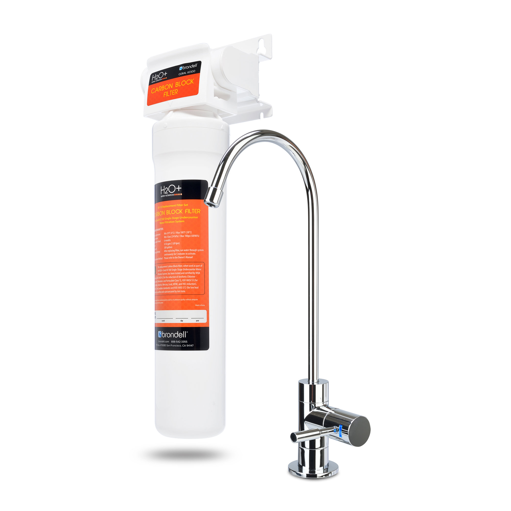 Brondell H2O+ Coral Single-Stage Undercounter Water Filter System ...