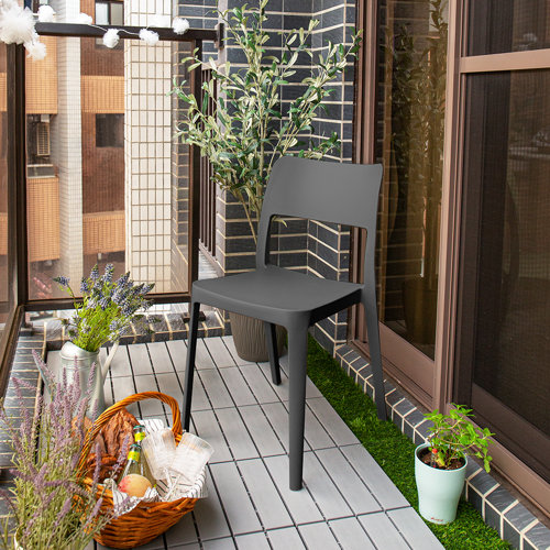 Brayden Studio® Alaycia Outdoor Stackable Dining Side Chair with ...