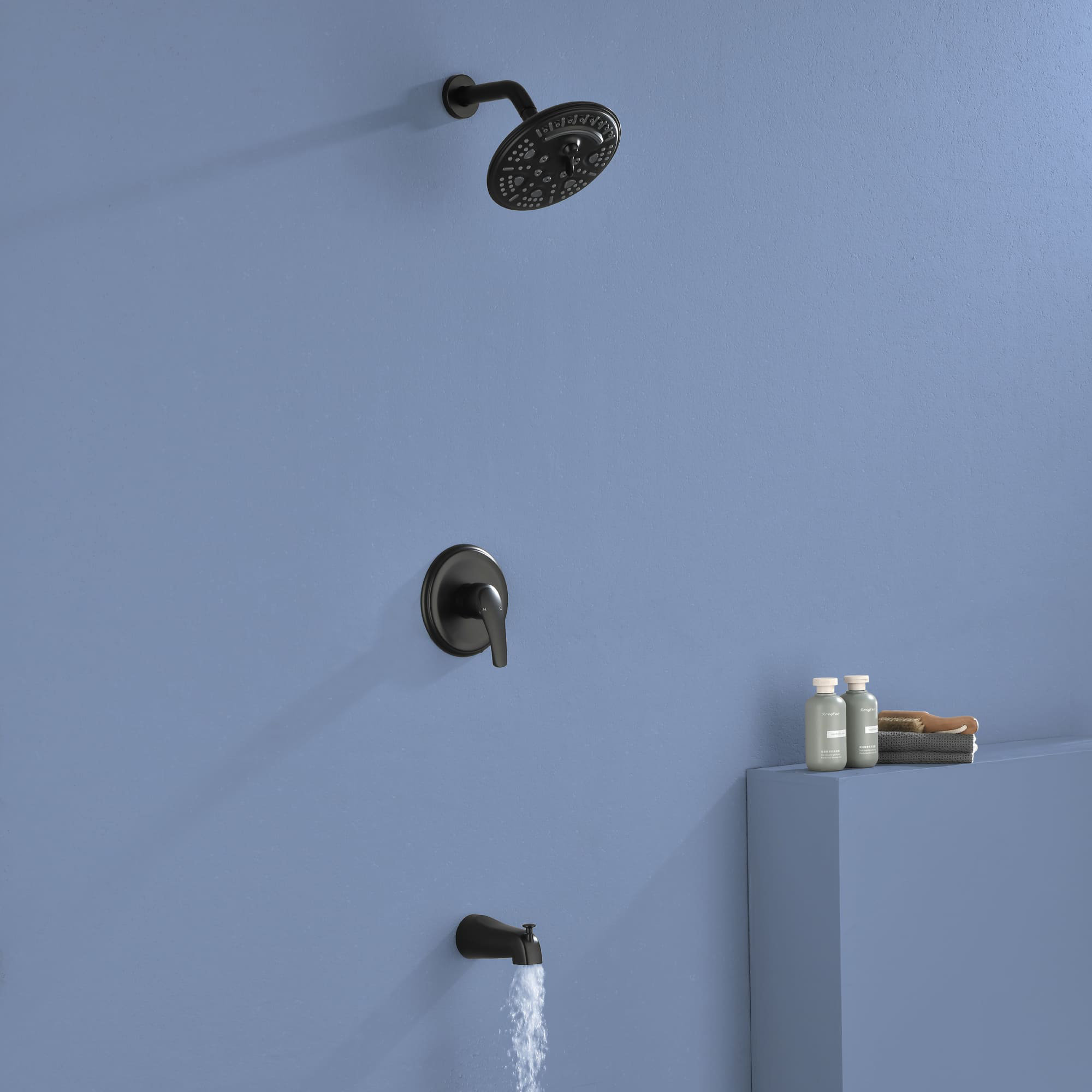 AWZTOO Wall Mounted Tub Shower System 8 Inch Shower Head Single Handle ...