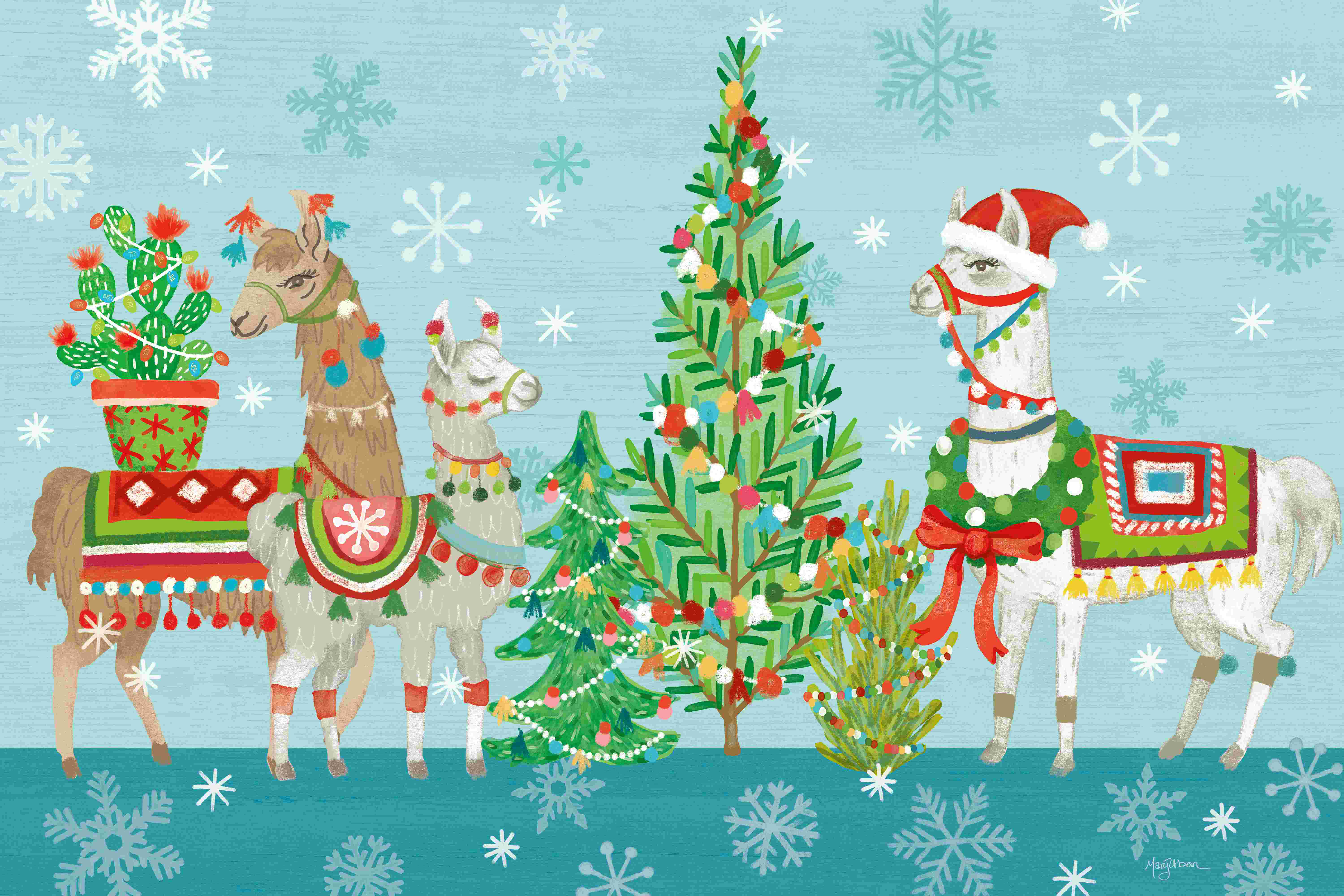The Holiday Aisle® Lovely Llamas Christmas VIII by - Wrapped Canvas ...