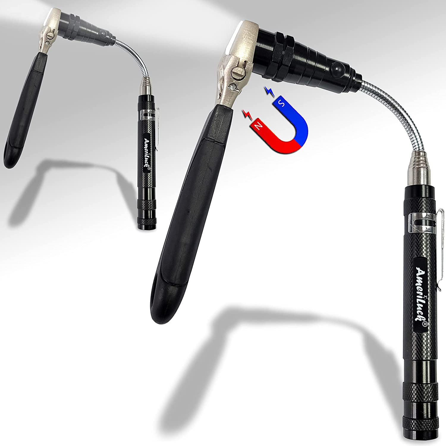 Ameriluck 2 Pack Telescopic Pickup Tool With Led Flashlight, Extensible ...