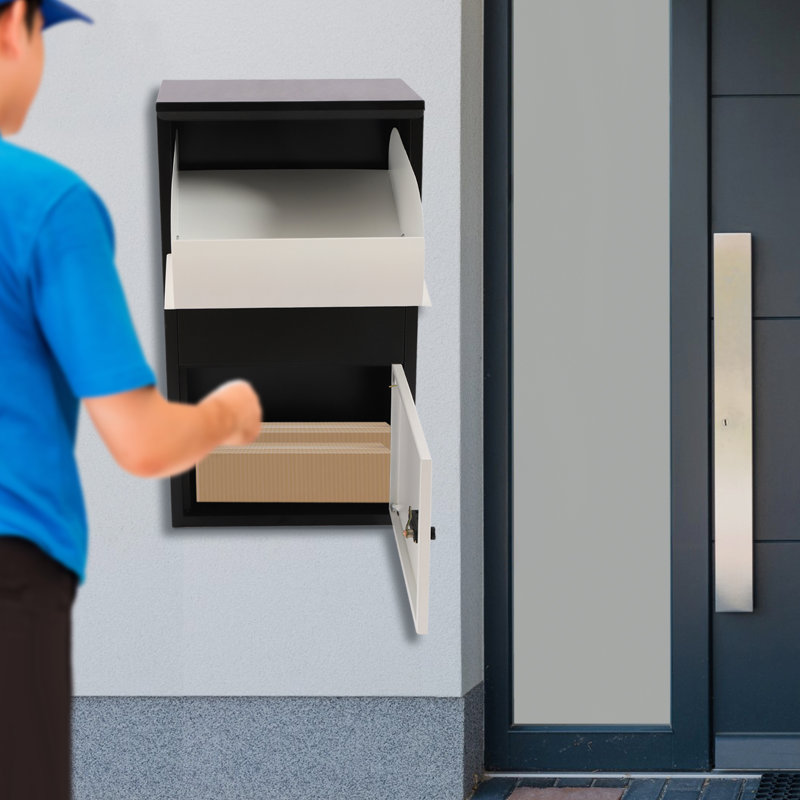 YaoTown Wall Mounted Parcel Drop Box, Large Capacity Code Lock (Black ...